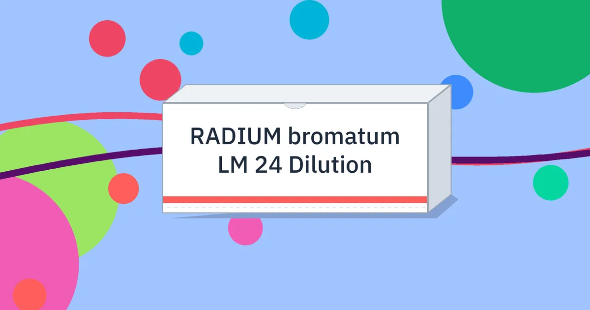 Symbolbild: Packung mit der Aufschrift RADIUM bromatum LM 24 Dilution (PZN 03505551) – Verfügbarkeit und Bezug in Apotheken in Frankfurt am Main