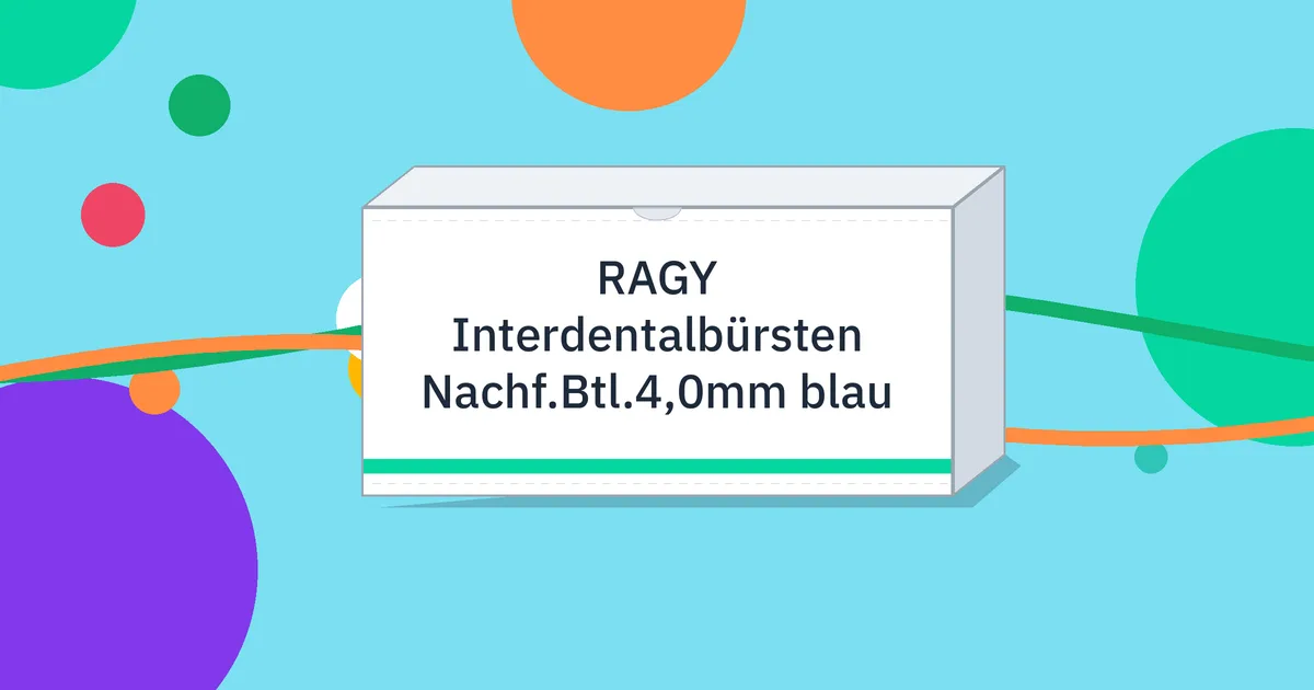 Symbolbild: Packung mit der Aufschrift RAGY Interdentalbürsten Nachf.Btl.4,0mm blau (PZN 02717386) – Verfügbarkeit und Bezug in Apotheken in Frankfurt am Main