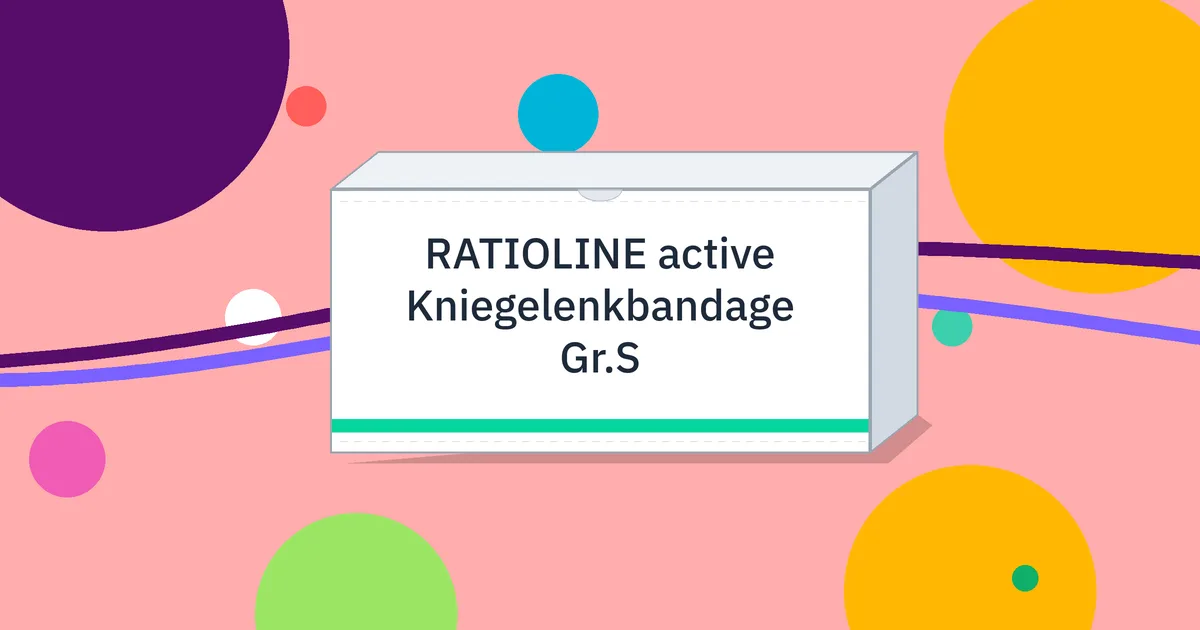 Symbolbild: Packung mit der Aufschrift RATIOLINE active Kniegelenkbandage Gr.S (PZN 01805504) – Verfügbarkeit und Bezug in Apotheken in Frankfurt am Main