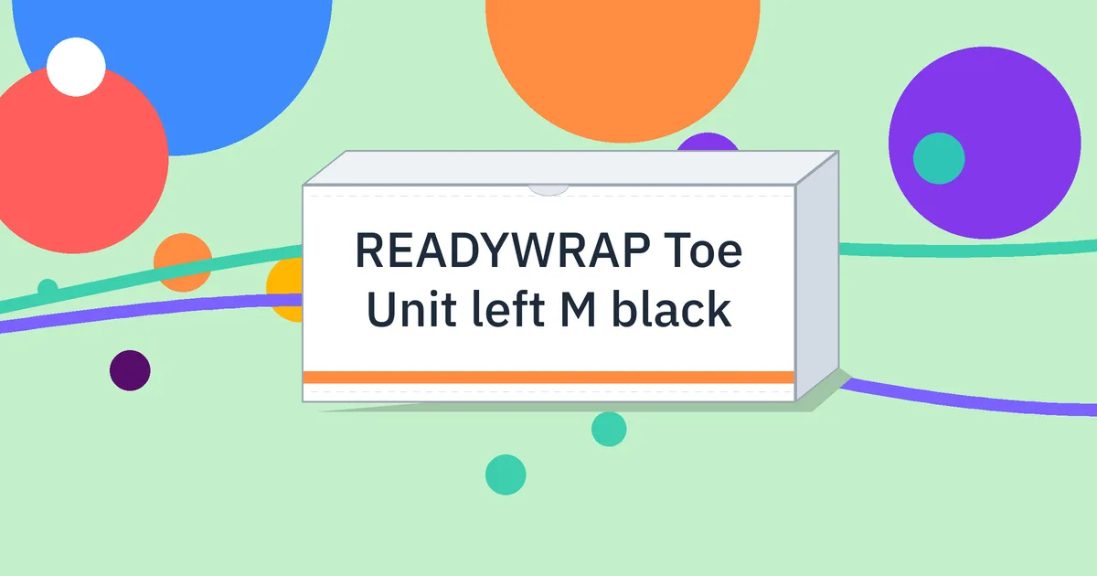 Symbolbild: Packung mit der Aufschrift READYWRAP Toe Unit left M black (PZN 16566092) – Verfügbarkeit und Bezug in Apotheken in Frankfurt am Main