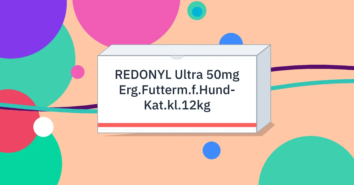 Symbolbild: Packung mit der Aufschrift REDONYL Ultra 50mg Erg.Futterm.f.Hund-Kat.kl.12kg (PZN 20523705) – Verfügbarkeit und Bezug in Apotheken in Frankfurt am Main