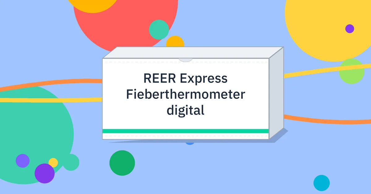 Symbolbild: Packung mit der Aufschrift REER Express Fieberthermometer digital (PZN 19481195) – Verfügbarkeit und Bezug in Apotheken in Frankfurt am Main