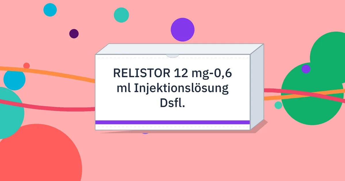 Symbolbild: Packung mit der Aufschrift RELISTOR 12 mg-0,6 ml Injektionslösung Dsfl. (PZN 15881609) – Verfügbarkeit und Bezug in Apotheken in Frankfurt am Main
