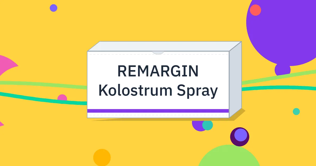 Symbolbild: Packung mit der Aufschrift REMARGIN Kolostrum Spray (PZN 19557863) – Verfügbarkeit und Bezug in Apotheken in Frankfurt am Main