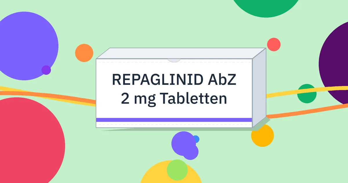 Symbolbild: Packung mit der Aufschrift REPAGLINID AbZ 2 mg Tabletten (PZN 02850228) – Verfügbarkeit und Bezug in Apotheken in Frankfurt am Main