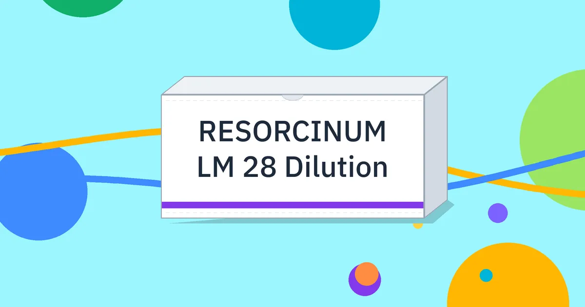 Symbolbild: Packung mit der Aufschrift RESORCINUM LM 28 Dilution (PZN 13047322) – Verfügbarkeit und Bezug in Apotheken in Frankfurt am Main