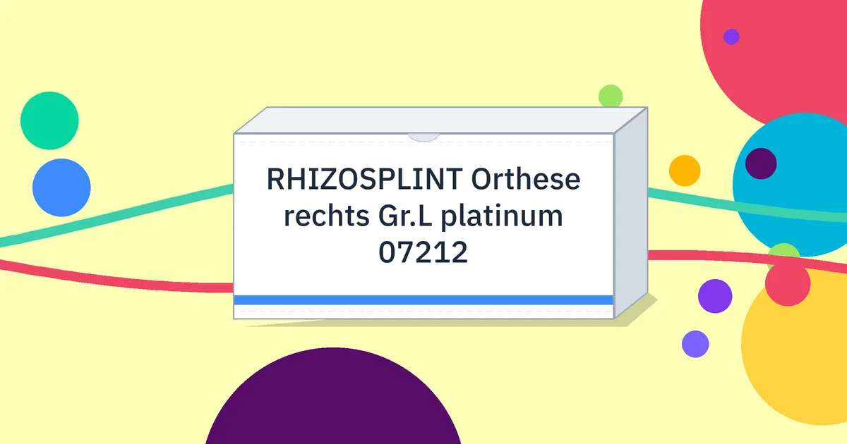 Symbolbild: Packung mit der Aufschrift RHIZOSPLINT Orthese rechts Gr.L platinum 07212 (PZN 19384730) – Verfügbarkeit und Bezug in Apotheken in Frankfurt am Main