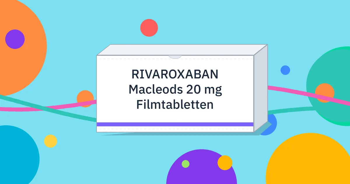 Symbolbild: Packung mit der Aufschrift RIVAROXABAN Macleods 20 mg Filmtabletten (PZN 20179596) – Verfügbarkeit und Bezug in Apotheken in Frankfurt am Main