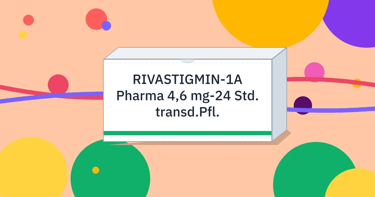 Symbolbild: Packung mit der Aufschrift RIVASTIGMIN-1A Pharma 4,6 mg-24 Std. transd.Pfl. (PZN 12443990) – Verfügbarkeit und Bezug in Apotheken in Frankfurt am Main