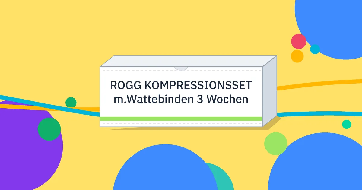 Symbolbild: Packung mit der Aufschrift ROGG KOMPRESSIONSSET m.Wattebinden 3 Wochen (PZN 20597715) – Verfügbarkeit und Bezug in Apotheken in Frankfurt am Main