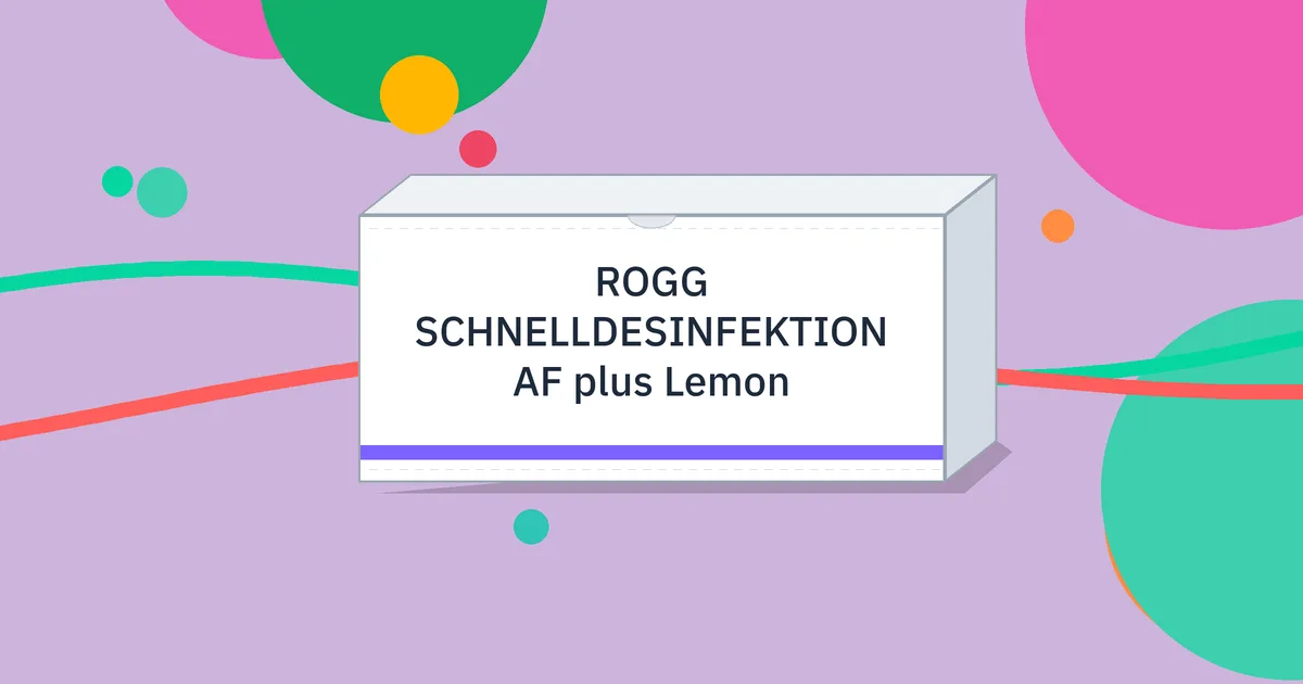 Symbolbild: Packung mit der Aufschrift ROGG SCHNELLDESINFEKTION AF plus Lemon (PZN 17600916) – Verfügbarkeit und Bezug in Apotheken in Frankfurt am Main