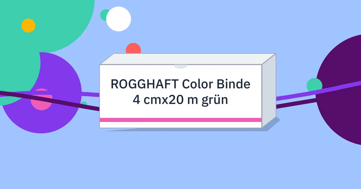 Symbolbild: Packung mit der Aufschrift ROGGHAFT Color Binde 4 cmx20 m grün (PZN 08612263) – Verfügbarkeit und Bezug in Apotheken in Frankfurt am Main