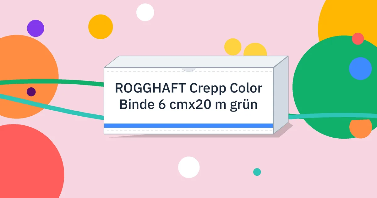 Symbolbild: Packung mit der Aufschrift ROGGHAFT Crepp Color Binde 6 cmx20 m grün (PZN 08419419) – Verfügbarkeit und Bezug in Apotheken in Frankfurt am Main