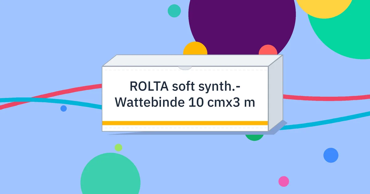 Symbolbild: Packung mit der Aufschrift ROLTA soft synth.-Wattebinde 10 cmx3 m (PZN 19374393) – Verfügbarkeit und Bezug in Apotheken in Frankfurt am Main