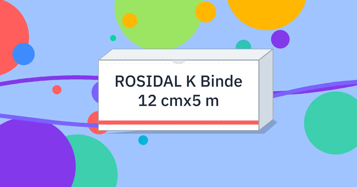 Symbolbild: Packung mit der Aufschrift ROSIDAL K Binde 12 cmx5 m (PZN 12449136) – Verfügbarkeit und Bezug in Apotheken in Frankfurt am Main