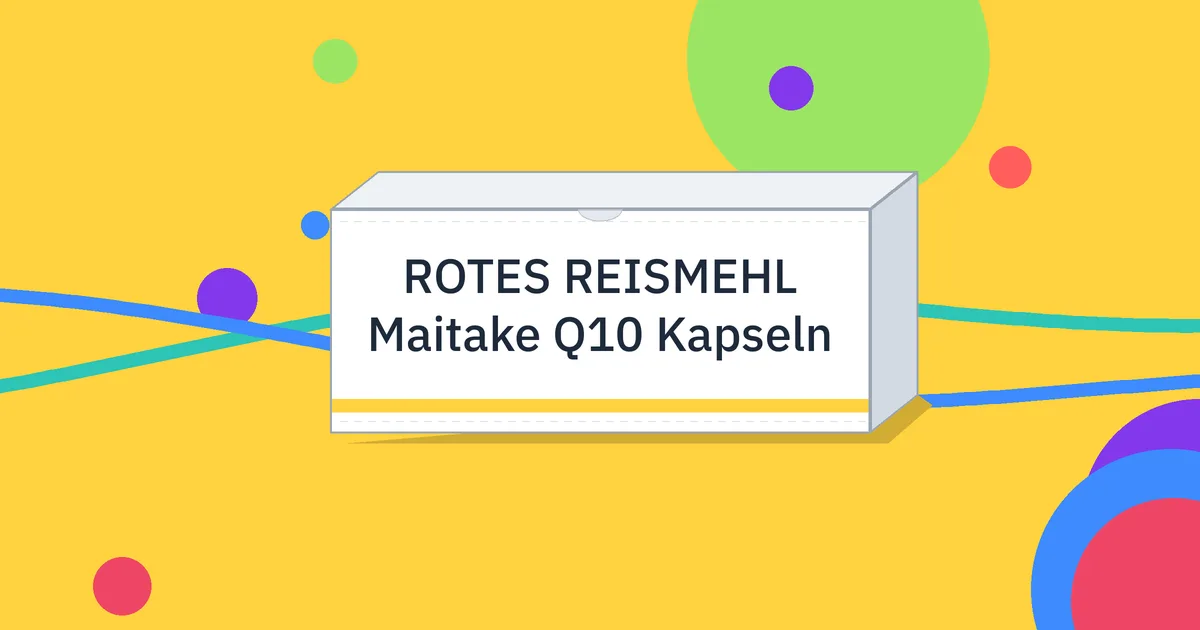 Symbolbild: Packung mit der Aufschrift ROTES REISMEHL Maitake Q10 Kapseln (PZN 19710520) – Verfügbarkeit und Bezug in Apotheken in Frankfurt am Main