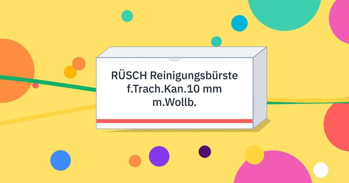 Symbolbild: Packung mit der Aufschrift RÜSCH Reinigungsbürste f.Trach.Kan.10 mm m.Wollb. (PZN 01570567) – Verfügbarkeit und Bezug in Apotheken in Frankfurt am Main