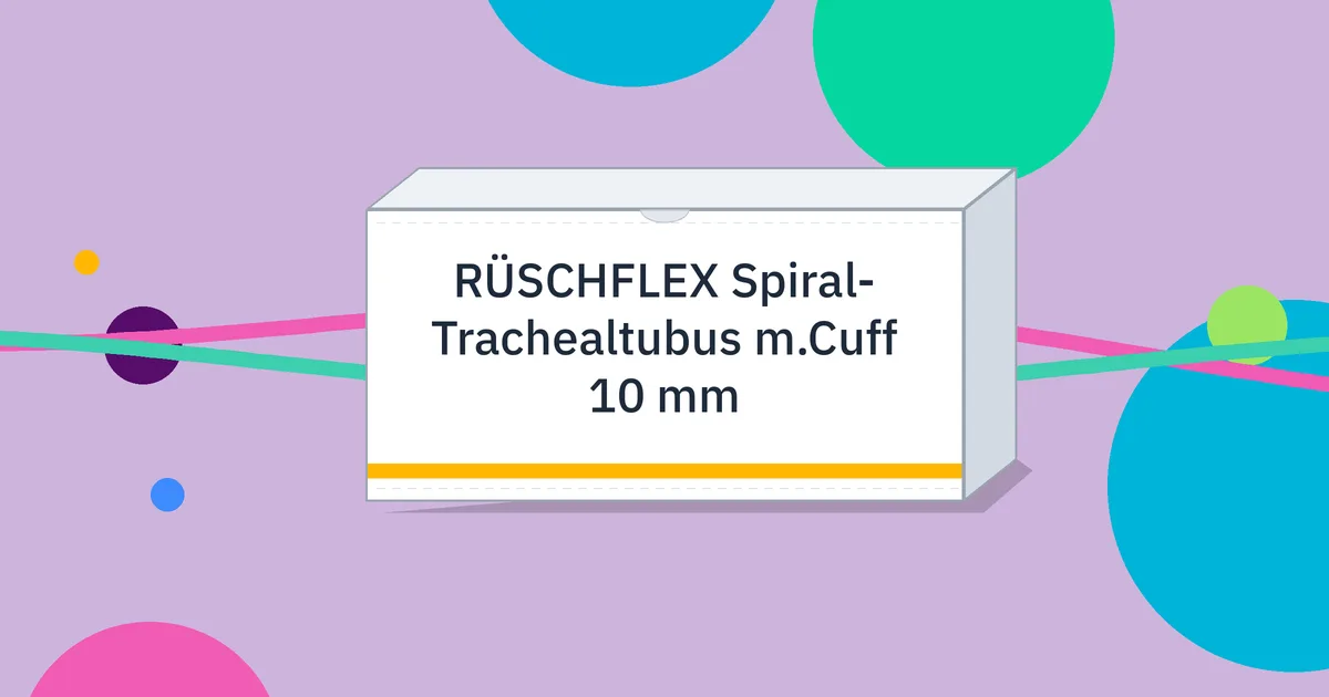 Symbolbild: Packung mit der Aufschrift RÜSCHFLEX Spiral-Trachealtubus m.Cuff 10 mm (PZN 12463797) – Verfügbarkeit und Bezug in Apotheken in Frankfurt am Main