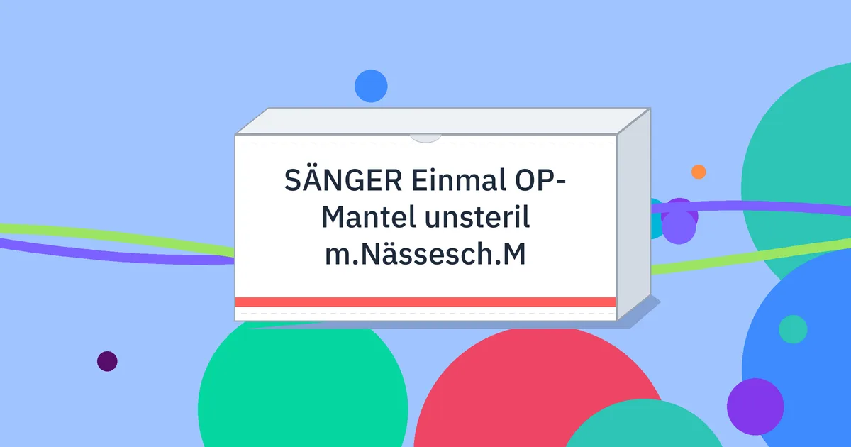 Symbolbild: Packung mit der Aufschrift SÄNGER Einmal OP-Mantel unsteril m.Nässesch.M (PZN 02190677) – Verfügbarkeit und Bezug in Apotheken in Frankfurt am Main