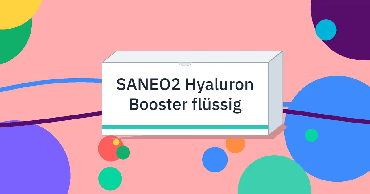 Symbolbild: Packung mit der Aufschrift SANEO2 Hyaluron Booster flüssig (PZN 10073023) – Verfügbarkeit und Bezug in Apotheken in Frankfurt am Main