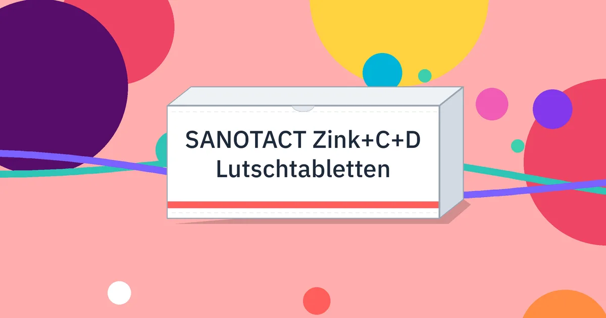 Symbolbild: Packung mit der Aufschrift SANOTACT Zink+C+D Lutschtabletten (PZN 17380159) – Verfügbarkeit und Bezug in Apotheken in Frankfurt am Main