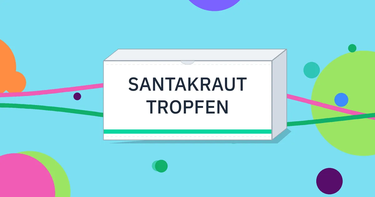 Symbolbild: Packung mit der Aufschrift SANTAKRAUT TROPFEN (PZN 14283295) – Verfügbarkeit und Bezug in Apotheken in Frankfurt am Main