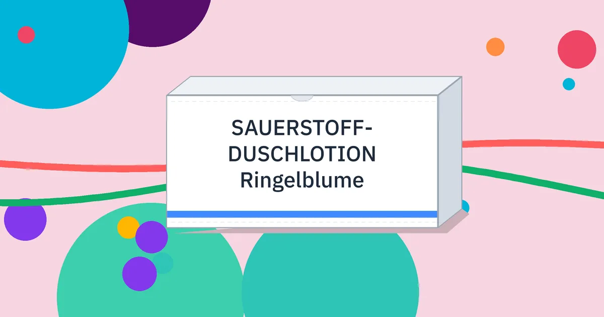 Symbolbild: Packung mit der Aufschrift SAUERSTOFF-DUSCHLOTION Ringelblume (PZN 10246096) – Verfügbarkeit und Bezug in Apotheken in Frankfurt am Main