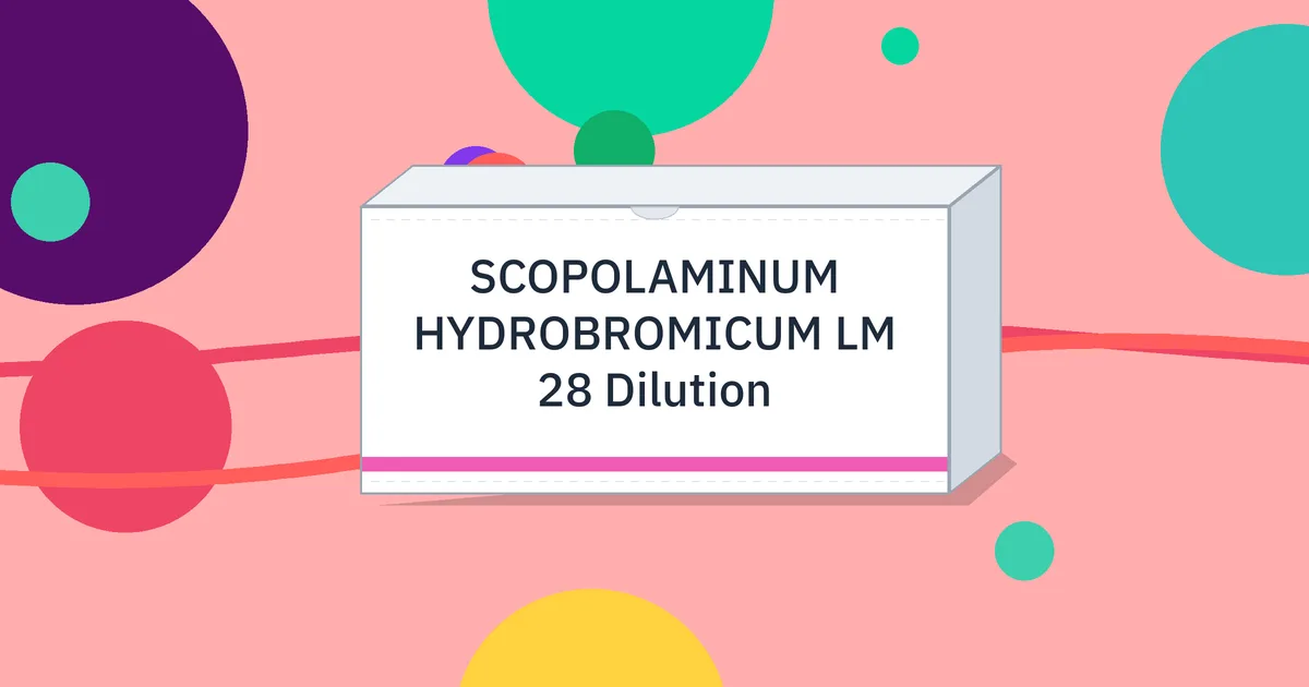 Symbolbild: Packung mit der Aufschrift SCOPOLAMINUM HYDROBROMICUM LM 28 Dilution (PZN 13691483) – Verfügbarkeit und Bezug in Apotheken in Frankfurt am Main