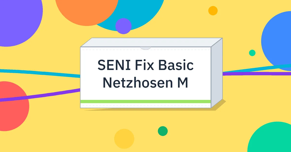 Symbolbild: Packung mit der Aufschrift SENI Fix Basic Netzhosen M (PZN 05503071) – Verfügbarkeit und Bezug in Apotheken in Frankfurt am Main