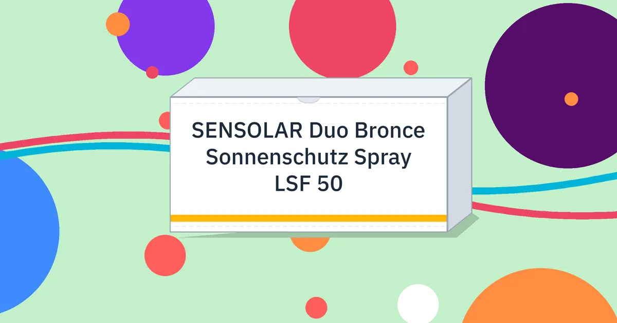 Symbolbild: Packung mit der Aufschrift SENSOLAR Duo Bronce Sonnenschutz Spray LSF 50 (PZN 18677625) – Verfügbarkeit und Bezug in Apotheken in Frankfurt am Main