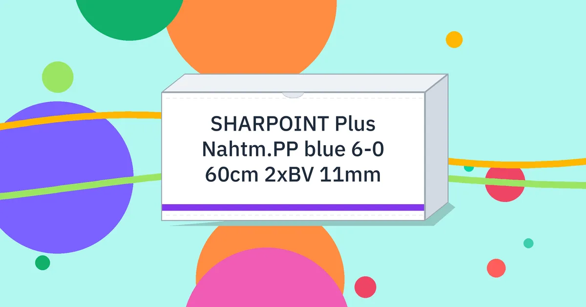 Symbolbild: Packung mit der Aufschrift SHARPOINT Plus Nahtm.PP blue 6-0 60cm 2xBV 11mm (PZN 17985827) – Verfügbarkeit und Bezug in Apotheken in Frankfurt am Main