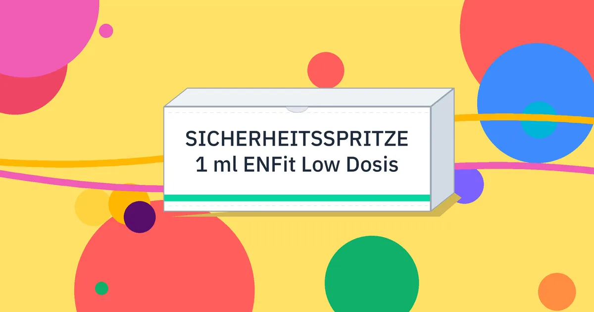 Symbolbild: Packung mit der Aufschrift SICHERHEITSSPRITZE 1 ml ENFit Low Dosis (PZN 15240218) – Verfügbarkeit und Bezug in Apotheken in Frankfurt am Main