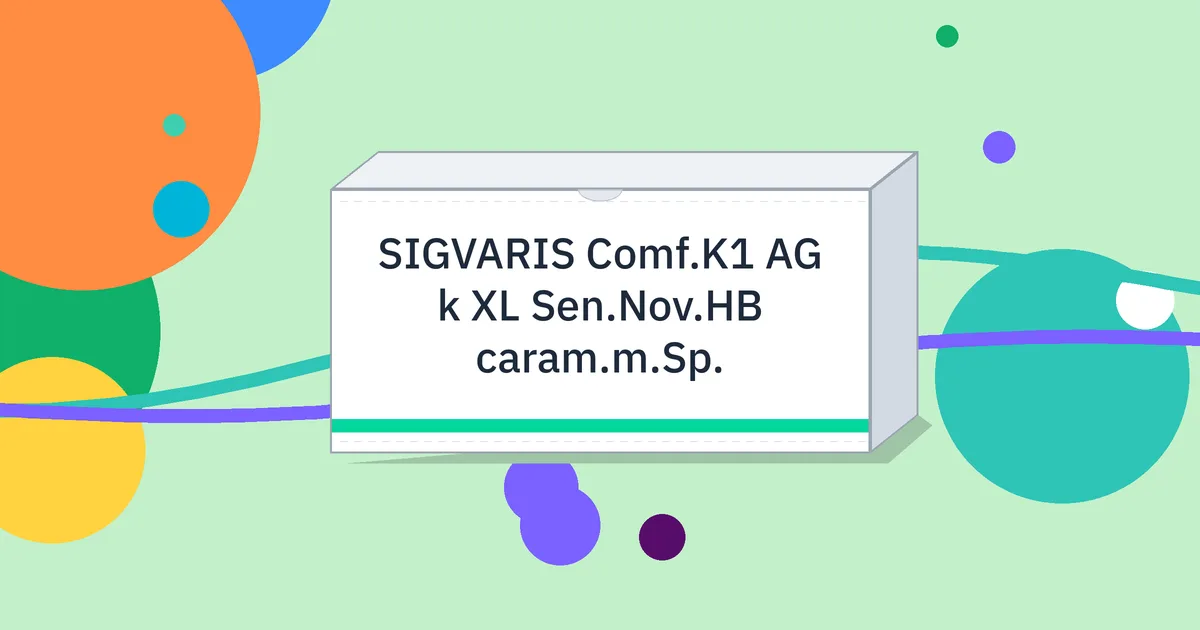 Symbolbild: Packung mit der Aufschrift SIGVARIS Comf.K1 AG k XL Sen.Nov.HB caram.m.Sp. (PZN 17101805) – Verfügbarkeit und Bezug in Apotheken in Frankfurt am Main