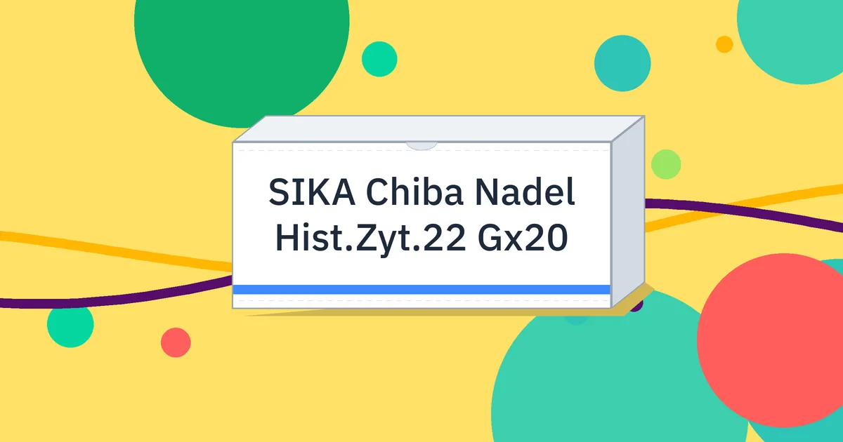 Symbolbild: Packung mit der Aufschrift SIKA Chiba Nadel Hist.Zyt.22 Gx20 (PZN 04164402) – Verfügbarkeit und Bezug in Apotheken in Frankfurt am Main
