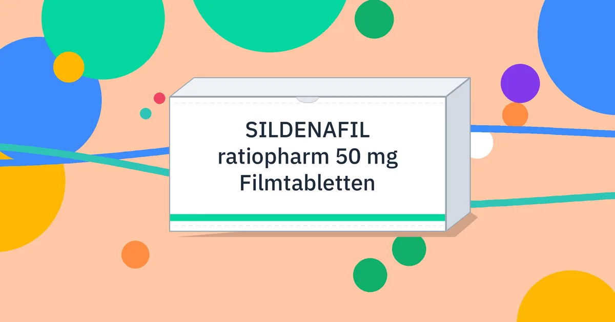 Symbolbild: Packung mit der Aufschrift SILDENAFIL ratiopharm 50 mg Filmtabletten (PZN 00142473) – Verfügbarkeit und Bezug in Apotheken in Frankfurt am Main