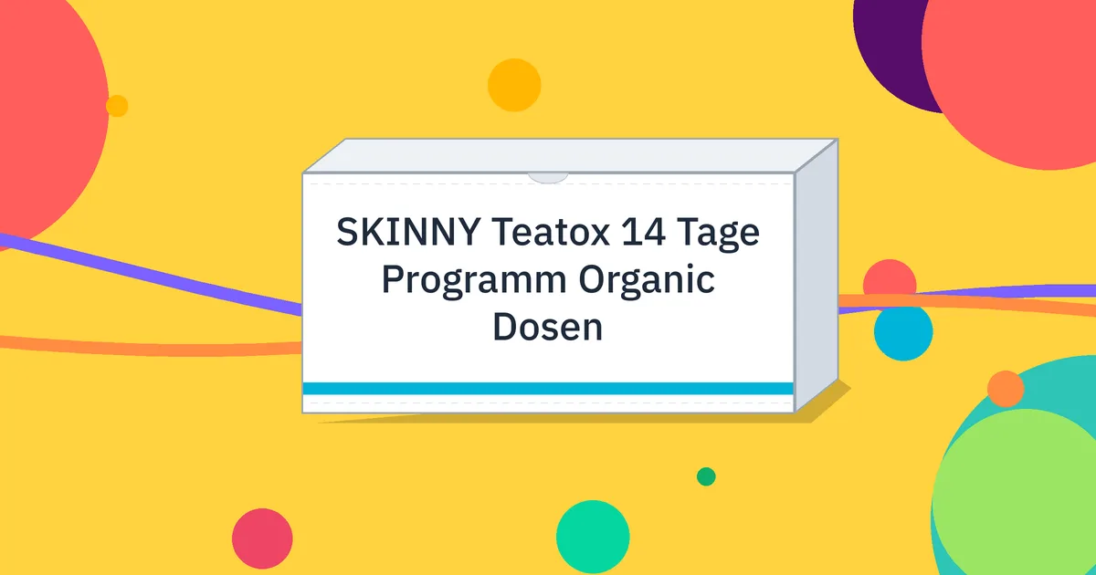 Symbolbild: Packung mit der Aufschrift SKINNY Teatox 14 Tage Programm Organic Dosen (PZN 13162916) – Verfügbarkeit und Bezug in Apotheken in Frankfurt am Main