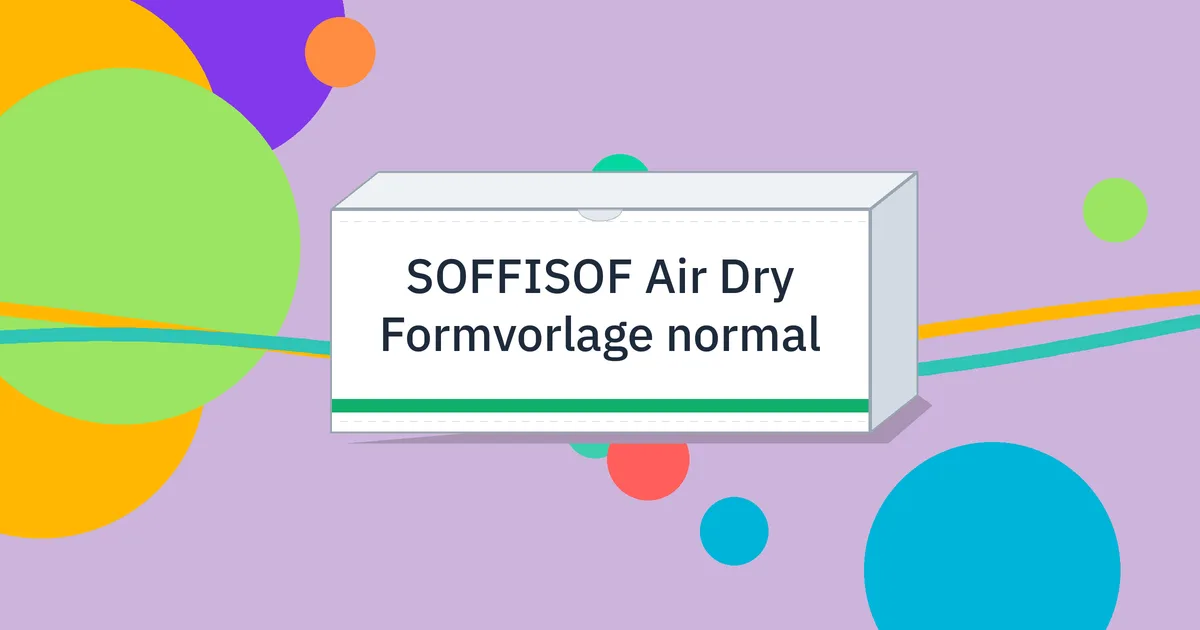 Symbolbild: Packung mit der Aufschrift SOFFISOF Air Dry Formvorlage normal (PZN 12565842) – Verfügbarkeit und Bezug in Apotheken in Frankfurt am Main