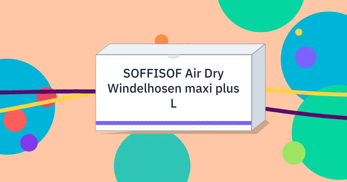 Symbolbild: Packung mit der Aufschrift SOFFISOF Air Dry Windelhosen maxi plus L (PZN 12566474) – Verfügbarkeit und Bezug in Apotheken in Frankfurt am Main