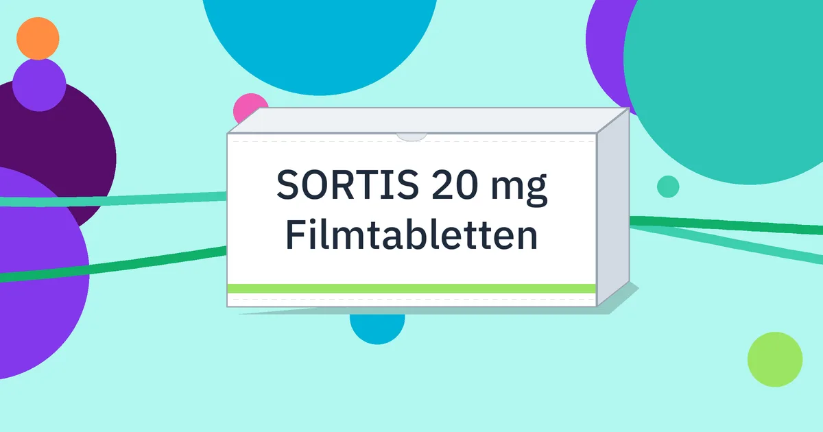 Symbolbild: Packung mit der Aufschrift SORTIS 20 mg Filmtabletten (PZN 00926884) – Verfügbarkeit und Bezug in Apotheken in Frankfurt am Main