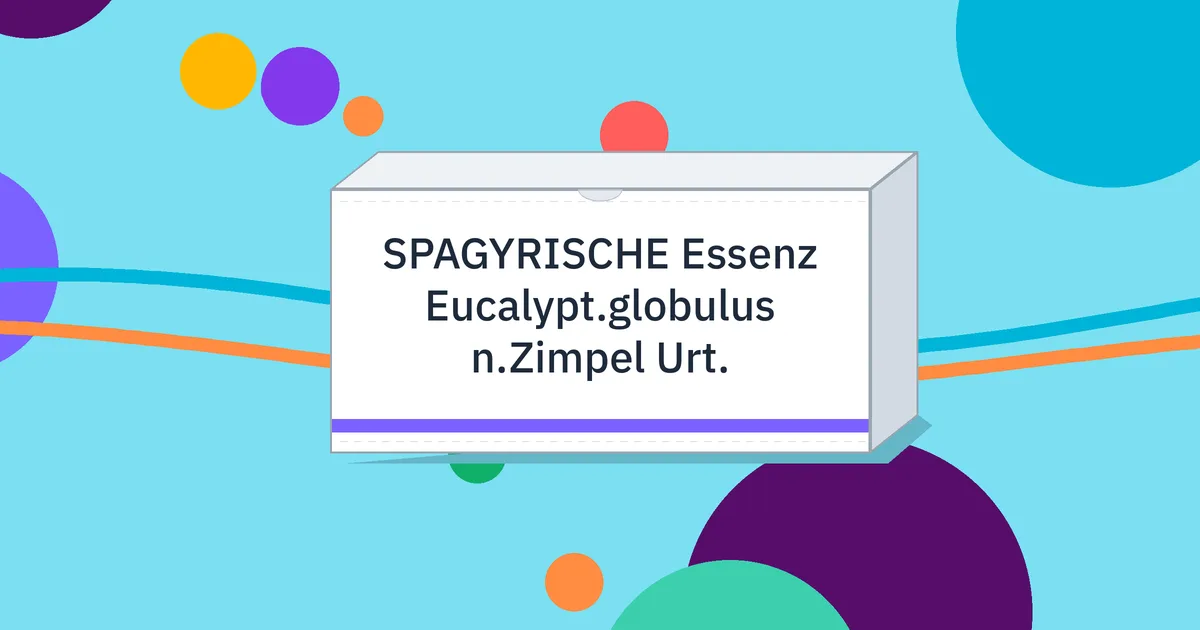 Symbolbild: Packung mit der Aufschrift SPAGYRISCHE Essenz Eucalypt.globulus n.Zimpel Urt. (PZN 18097359) – Verfügbarkeit und Bezug in Apotheken in Frankfurt am Main