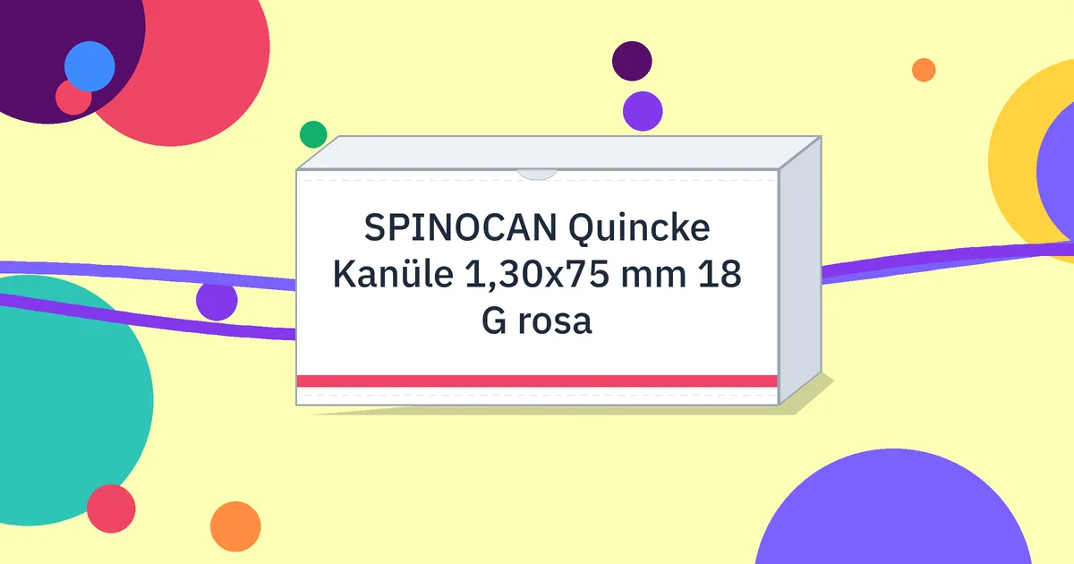 Symbolbild: Packung mit der Aufschrift SPINOCAN Quincke Kanüle 1,30x75 mm 18 G rosa (PZN 06592852) – Verfügbarkeit und Bezug in Apotheken in Frankfurt am Main