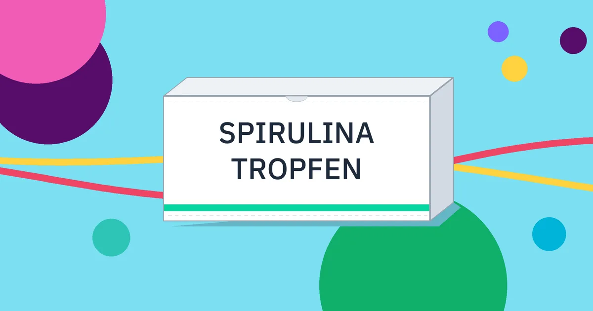 Symbolbild: Packung mit der Aufschrift SPIRULINA TROPFEN (PZN 18353874) – Verfügbarkeit und Bezug in Apotheken in Frankfurt am Main