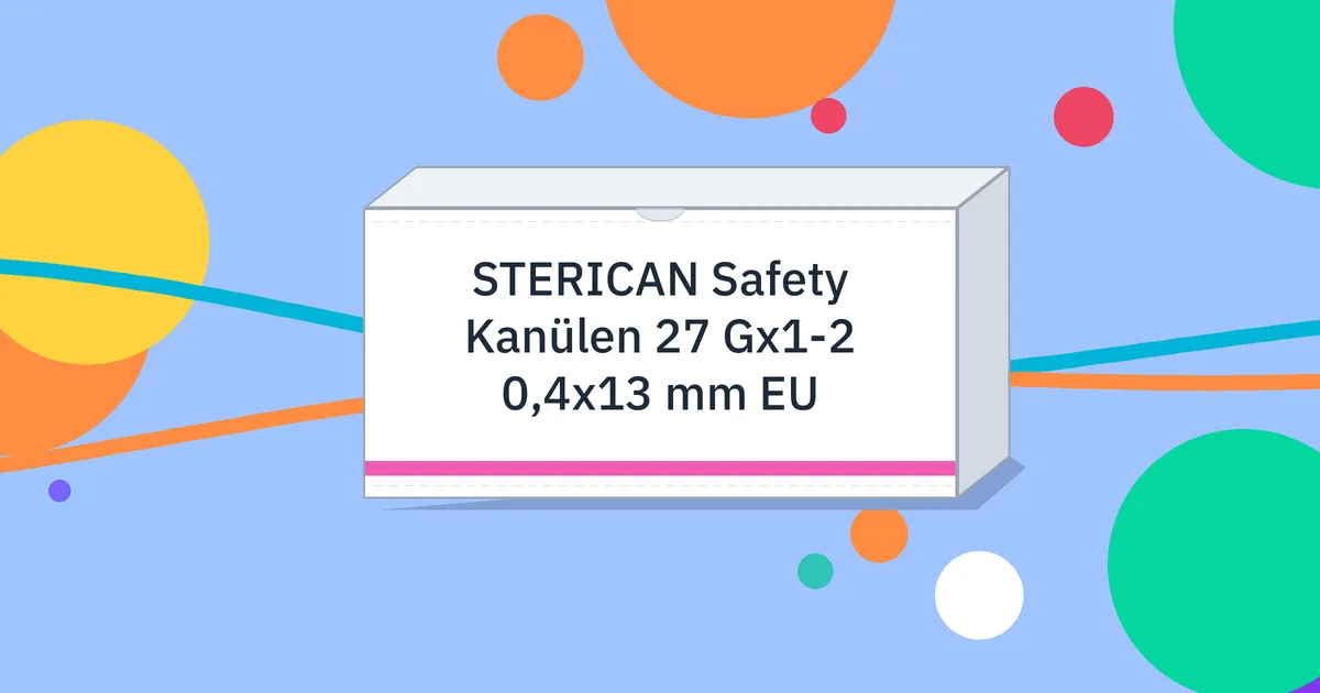 Symbolbild: Packung mit der Aufschrift STERICAN Safety Kanülen 27 Gx1-2 0,4x13 mm EU (PZN 15746550) – Verfügbarkeit und Bezug in Apotheken in Frankfurt am Main