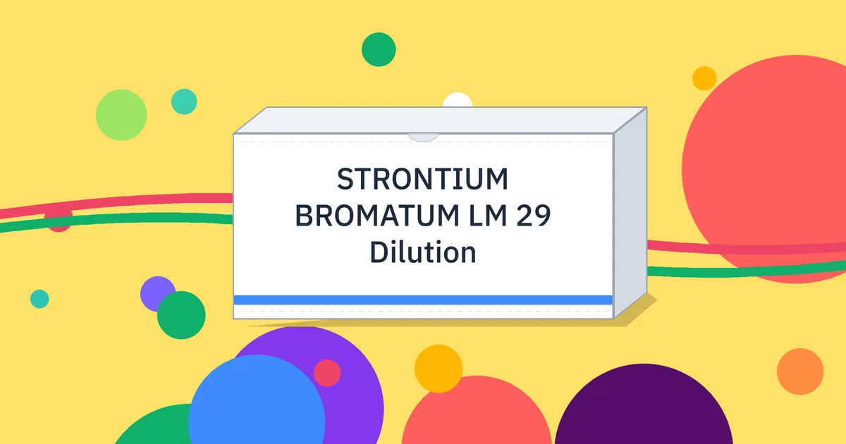 Symbolbild: Packung mit der Aufschrift STRONTIUM BROMATUM LM 29 Dilution (PZN 13202952) – Verfügbarkeit und Bezug in Apotheken in Frankfurt am Main