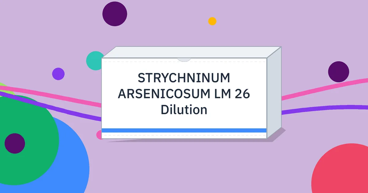 Symbolbild: Packung mit der Aufschrift STRYCHNINUM ARSENICOSUM LM 26 Dilution (PZN 13205985) – Verfügbarkeit und Bezug in Apotheken in Frankfurt am Main