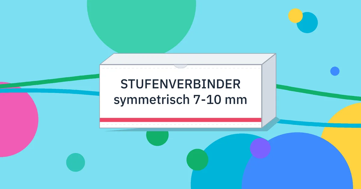 Symbolbild: Packung mit der Aufschrift STUFENVERBINDER symmetrisch 7-10 mm (PZN 17932601) – Verfügbarkeit und Bezug in Apotheken in Frankfurt am Main