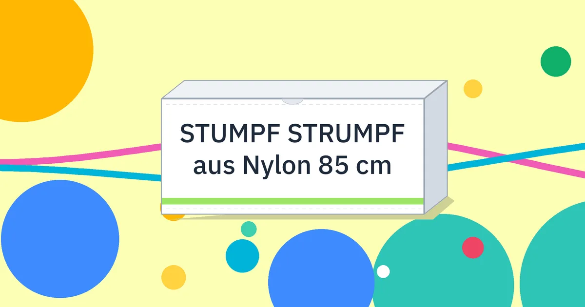Symbolbild: Packung mit der Aufschrift STUMPF STRUMPF aus Nylon 85 cm (PZN 01978794) – Verfügbarkeit und Bezug in Apotheken in Frankfurt am Main