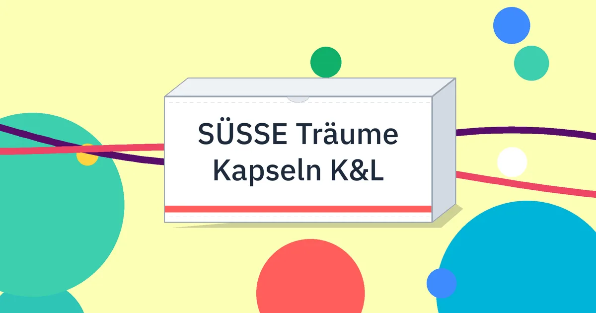 Symbolbild: Packung mit der Aufschrift SÜSSE Träume Kapseln K&L (PZN 16900970) – Verfügbarkeit und Bezug in Apotheken in Frankfurt am Main