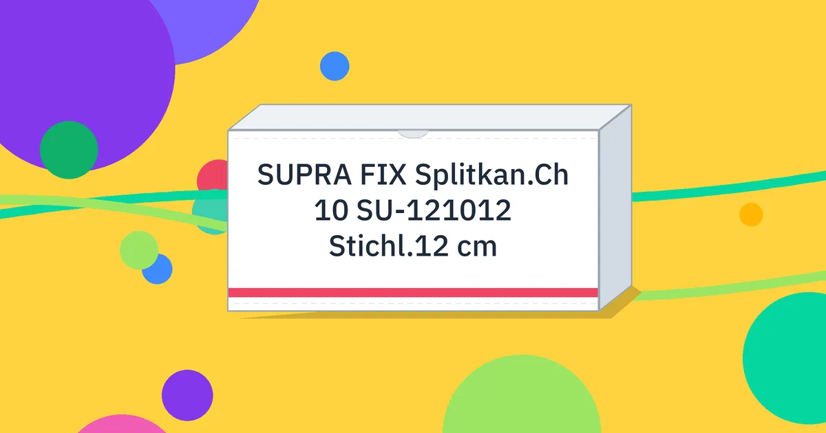 Symbolbild: Packung mit der Aufschrift SUPRA FIX Splitkan.Ch 10 SU-121012 Stichl.12 cm (PZN 00445133) – Verfügbarkeit und Bezug in Apotheken in Frankfurt am Main