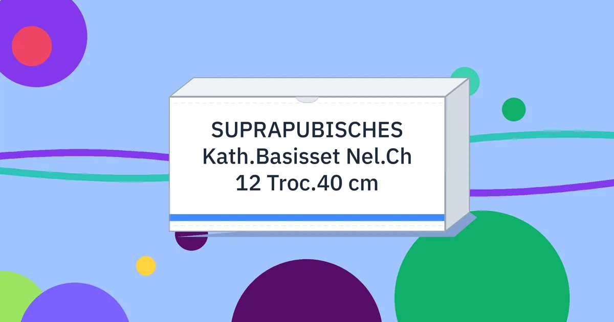 Symbolbild: Packung mit der Aufschrift SUPRAPUBISCHES Kath.Basisset Nel.Ch 12 Troc.40 cm (PZN 00198054) – Verfügbarkeit und Bezug in Apotheken in Frankfurt am Main